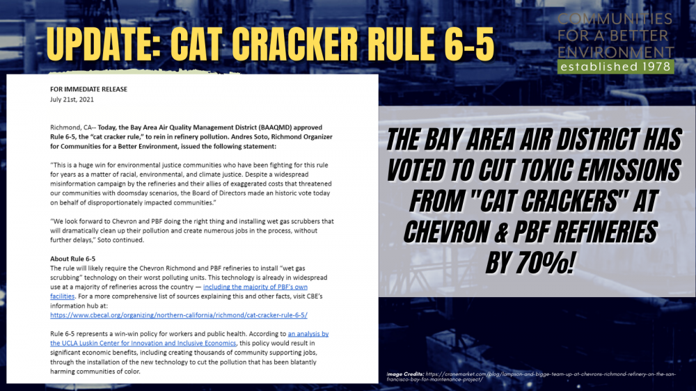 Cat Cracker Rule 6-5 Update | Communities for a Better Environment